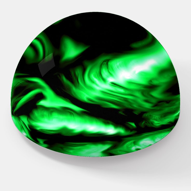 Emerald Green Melting Liquid Swirls Abstract Art Paperweight | Zazzle