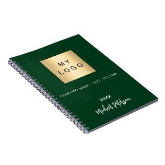 Emerald green name script business logo notebook | Zazzle