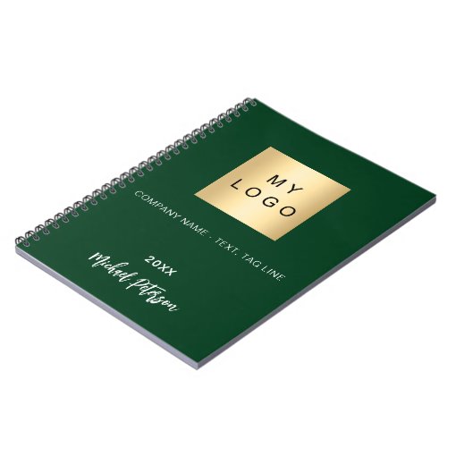 Emerald green name script business logo notebook | Zazzle