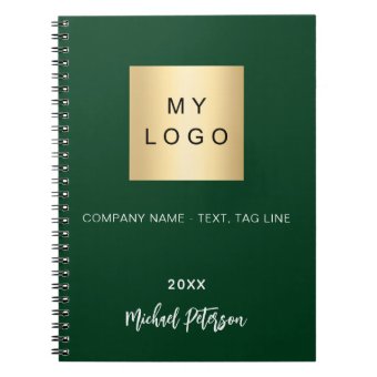 Emerald green name script business logo notebook | Zazzle