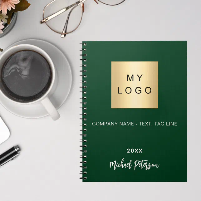 Emerald green name script business logo notebook | Zazzle