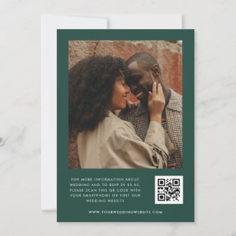 Emerald Green | Script Photo QR Code Wedding Invitation | Zazzle