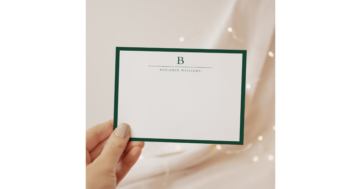 Emerald Green Simple Modern Stationery Classic Note Card | Zazzle