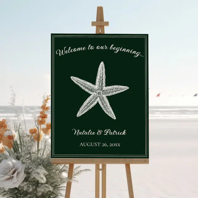 Emerald Green Starfish Wedding Welcome Sign | Zazzle
