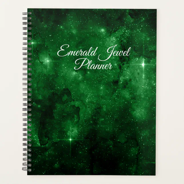 Emerald Green Stars Sky Planner | Zazzle