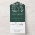 Emerald Green String Lights Foliage Wedding All In One Invitation | Zazzle