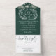 Emerald Green String Lights Foliage Wedding All In One Invitation | Zazzle