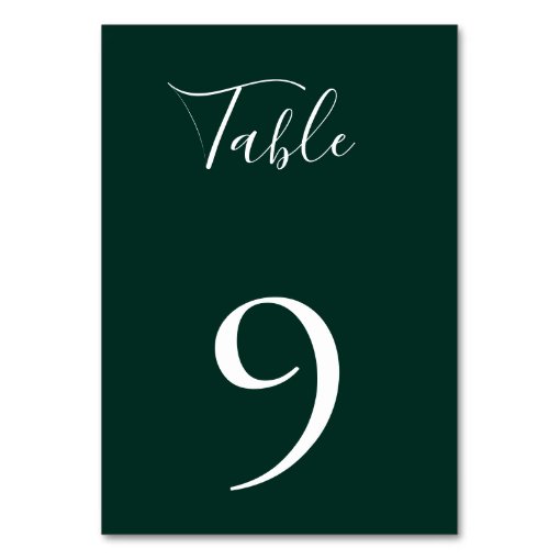 Emerald Green Table Number Card | Zazzle