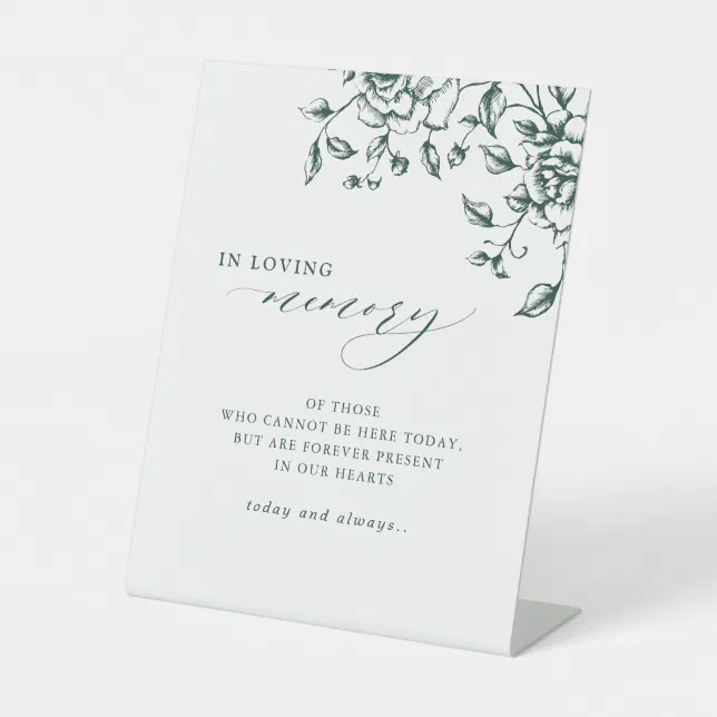Emerald Green Vintage Botanical in loving memory Pedestal Sign | Zazzle