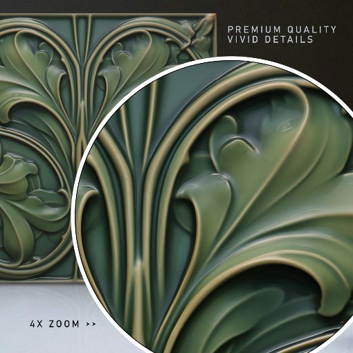 Emerald Green Wall Decor Art Nouveau Ceram Ceramic Tile | Zazzle