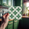 Emerald Green Wall Decor Art Nouveau Ceram Ceramic Tile | Zazzle
