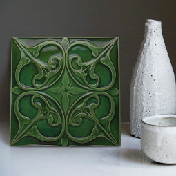 Emerald Green Wall Decor Art Nouveau Ceram Ceramic Tile | Zazzle