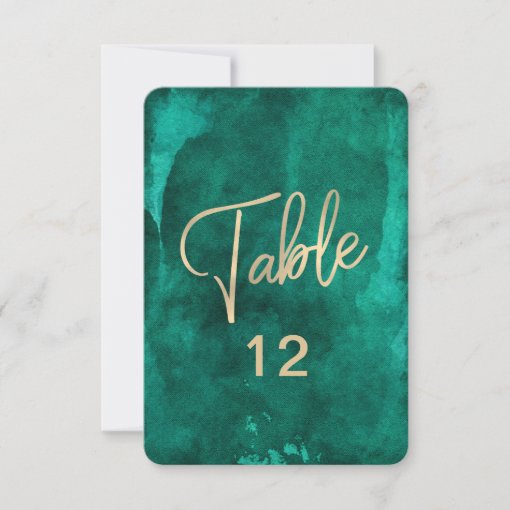 Emerald Green Watercolor & Gold Table Number Chart | Zazzle