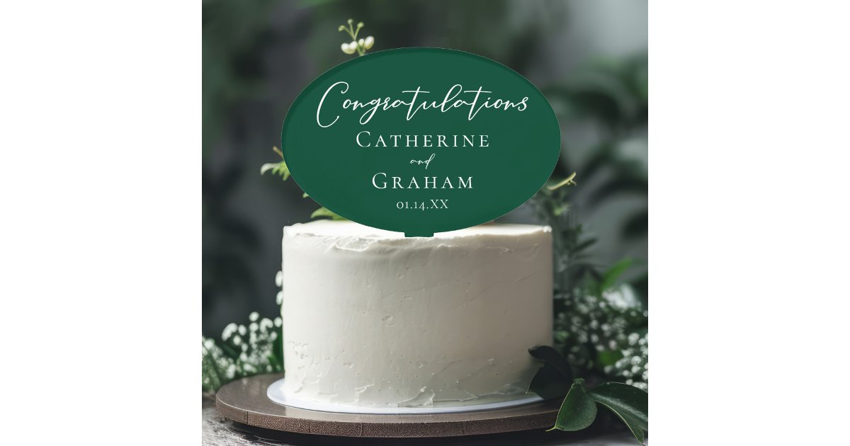 Emerald Green Wedding Congratulations Cake Topper | Zazzle