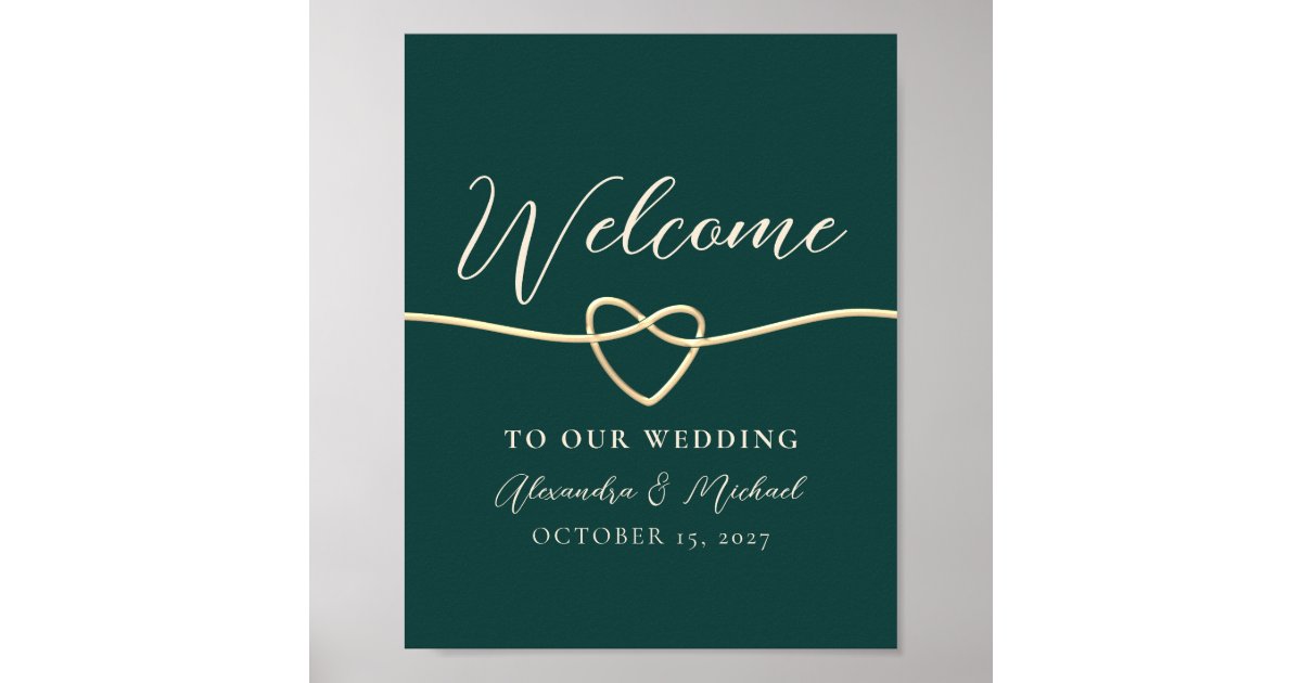 Emerald Green Wedding Welcome Poster | Zazzle