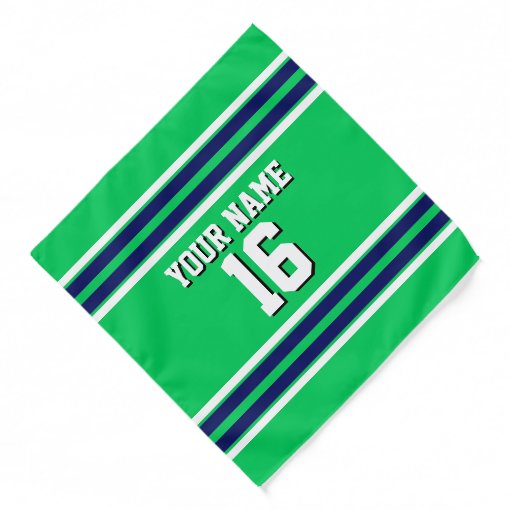 Emerald Green with Navy White Stripes Team Jersey Bandana | Zazzle