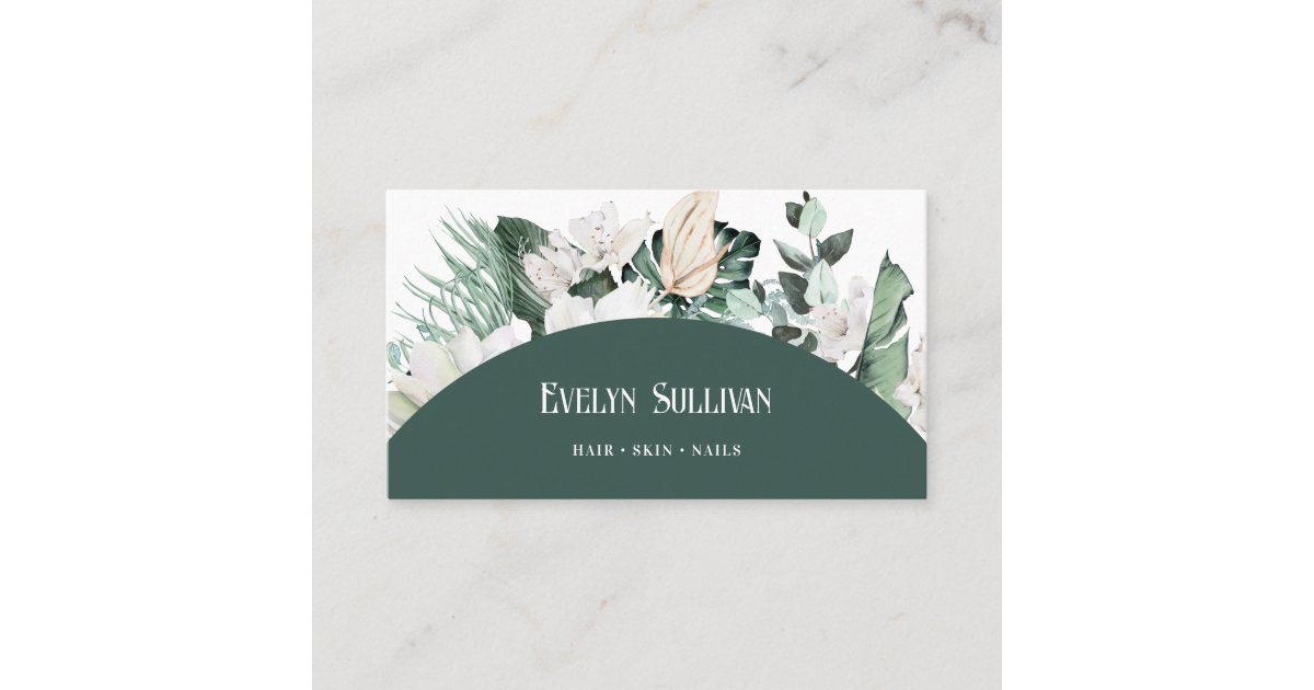 Emerald greenery arch Business Card | Zazzle