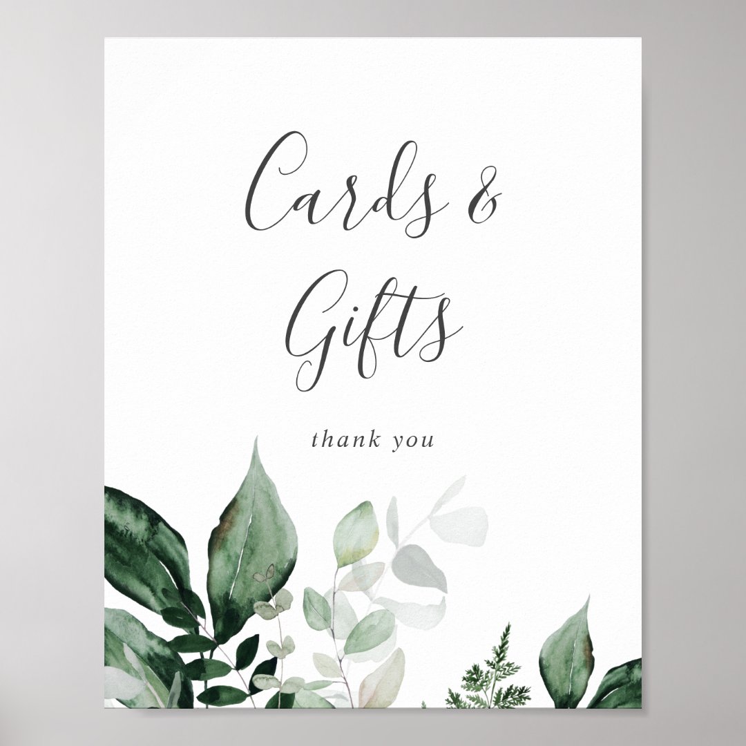 Emerald Greenery Cards and Gifts Sign | Zazzle