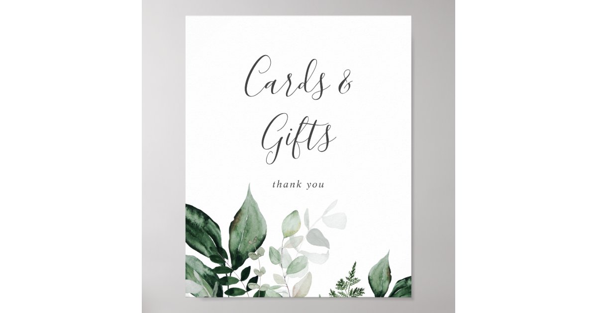 Emerald Greenery Cards and Gifts Sign | Zazzle