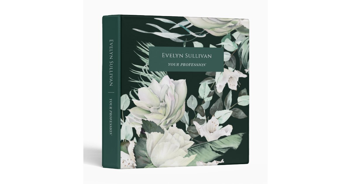 Emerald Greenery Floral Binder | Zazzle