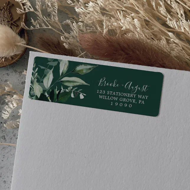 Emerald Greenery | Green Return Address Label | Zazzle