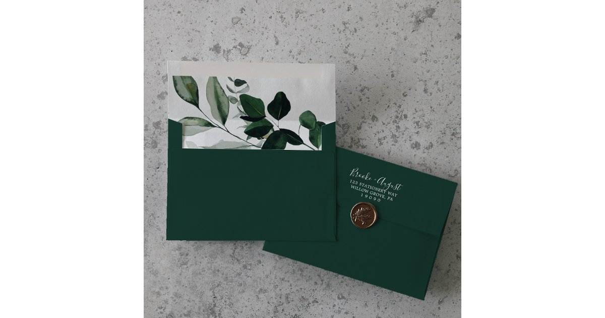 Emerald Greenery | Green Wedding Invitation Envelope | Zazzle