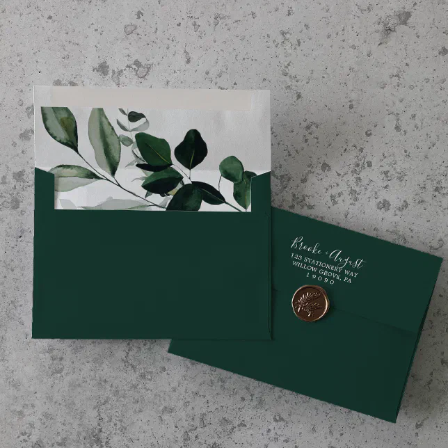 Emerald Greenery | Green Wedding Invitation Envelope | Zazzle