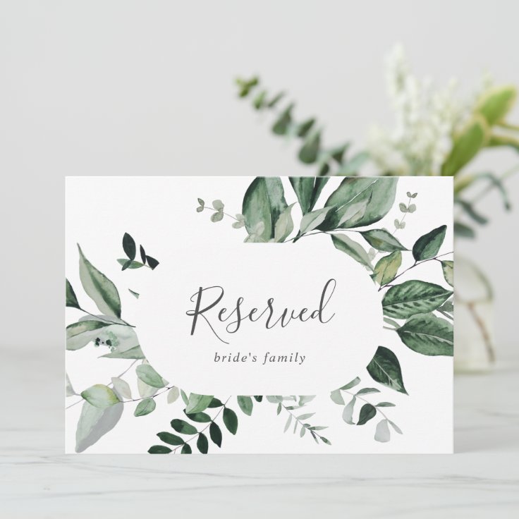 Emerald Greenery Reserved Sign | Zazzle