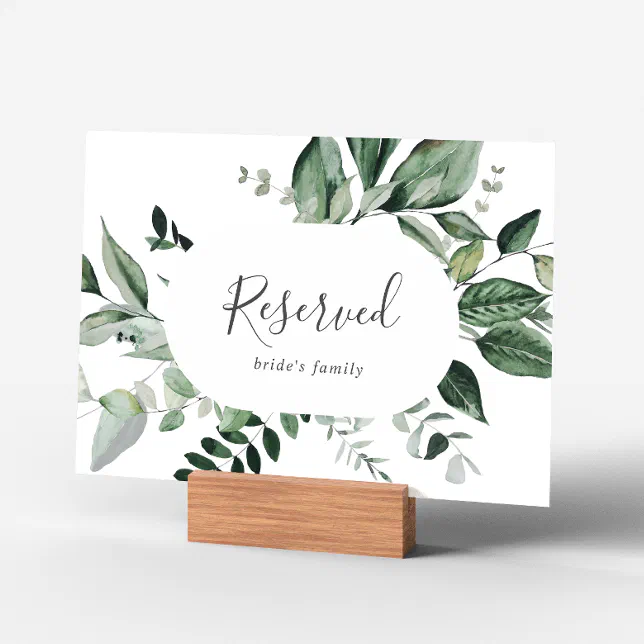 Emerald Greenery Reserved Sign | Zazzle