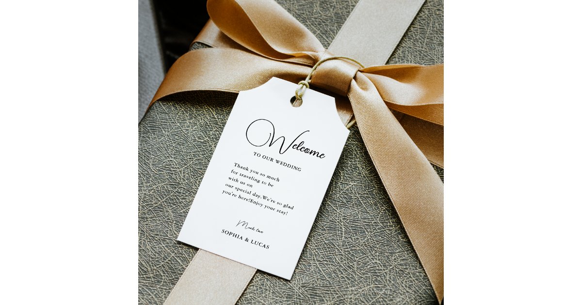 Emerald Greenery Wedding Welcome Gift Tags | Zazzle