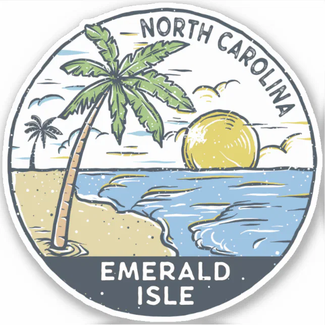 Emerald Isle North Carolina Vintage Sticker | Zazzle