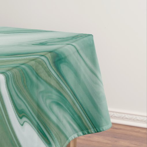 Emerald Jade Green Gold Accented Painted Marble Tablecloth | Zazzle