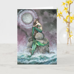 Emerald Mermaid Fantasy Art Card | Zazzle