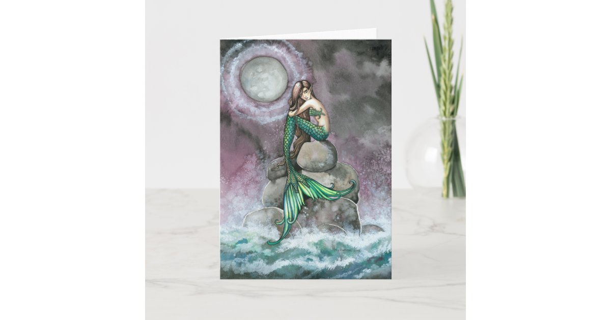 Emerald Mermaid Fantasy Art Card | Zazzle