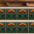 Emerald Orange Wall Decor Art Nouveau Ceram Ceramic Tile | Zazzle