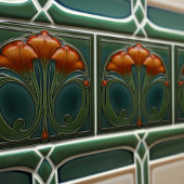 Emerald Orange Wall Decor Art Nouveau Ceram Ceramic Tile | Zazzle