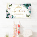 Emerald Purple Floral Butterflies Welcome Backdrop Banner | Zazzle