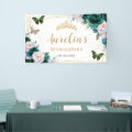 Emerald Purple Floral Butterflies Welcome Backdrop Banner | Zazzle