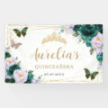 Emerald Purple Floral Butterflies Welcome Backdrop Banner | Zazzle