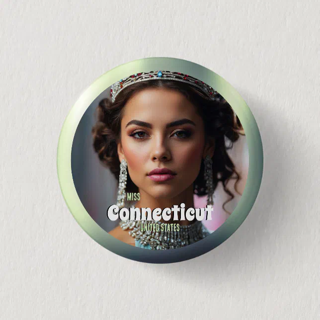 Emerald Shine Pageant Button Pin Custom Photo | Zazzle
