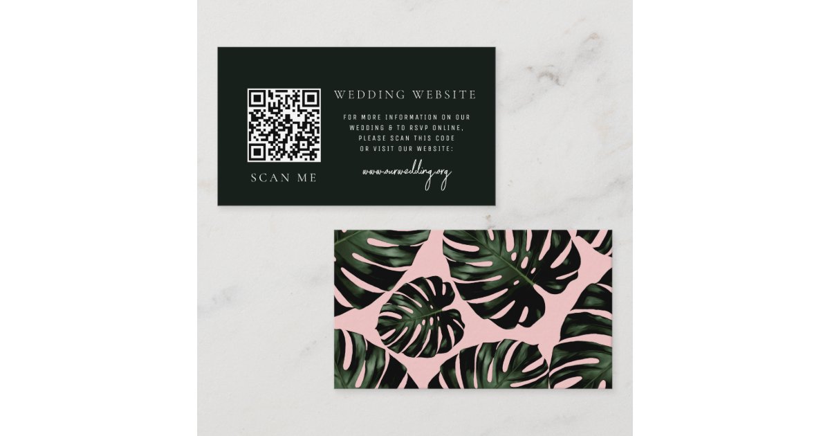 Emerald Tropical QR code RSVP Wedding Website Enclosure Card | Zazzle