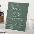 Emerald White Lilies Calligraphy Welcome Wedding Pedestal Sign | Zazzle