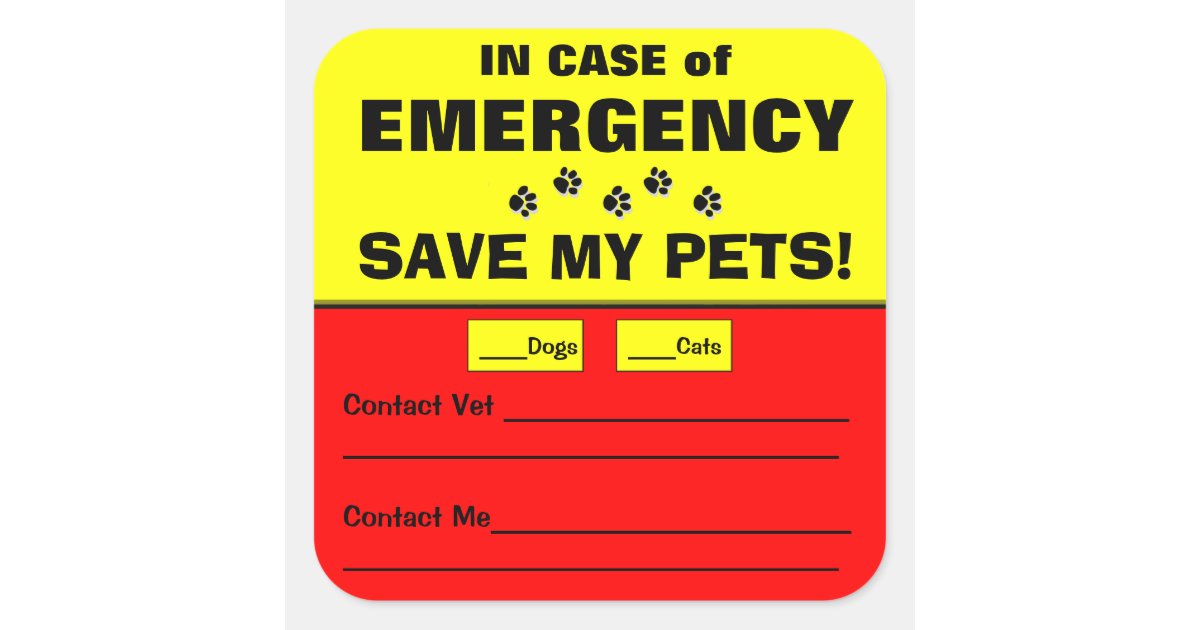 Emergency Alert Save My Pets Stickers | Zazzle