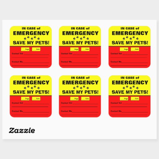 Emergency Alert Save My Pets Stickers | Zazzle