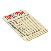 Emergency and Important phone numbers 3"x4" magnet | Zazzle