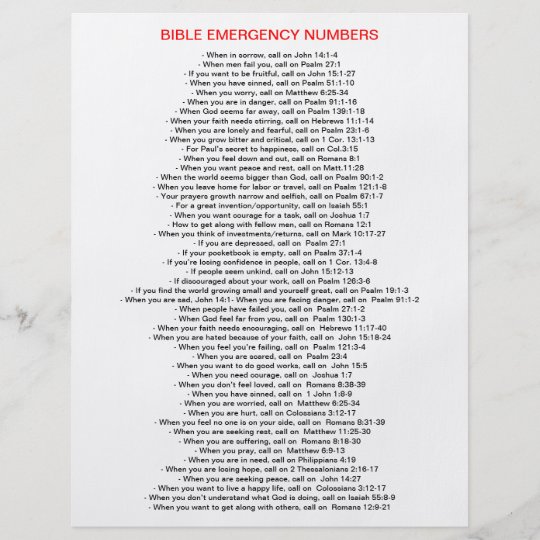 Emergency Bible Numbers FLYER | Zazzle.com