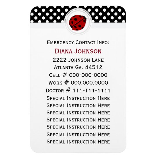 Emergency and Important phone numbers 4"x6" magnet | Zazzle.com