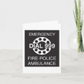 Emergency Dial 999 Sign Fire Police Ambulance Card | Zazzle