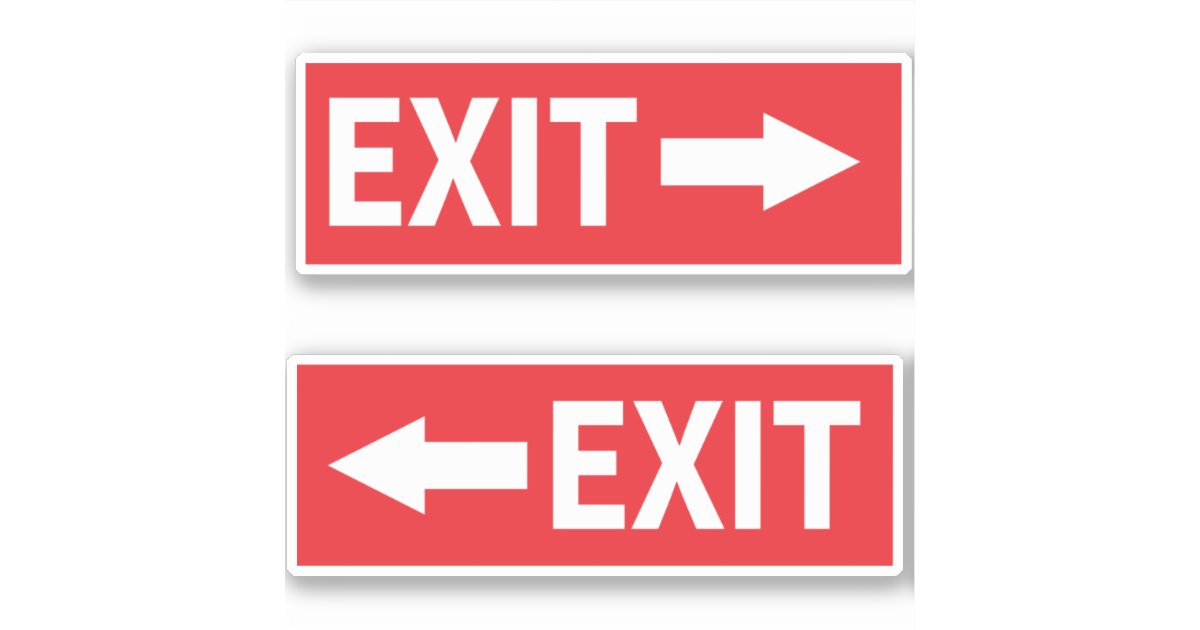 Emergency Exit Sign Both Direction Sticker | Zazzle