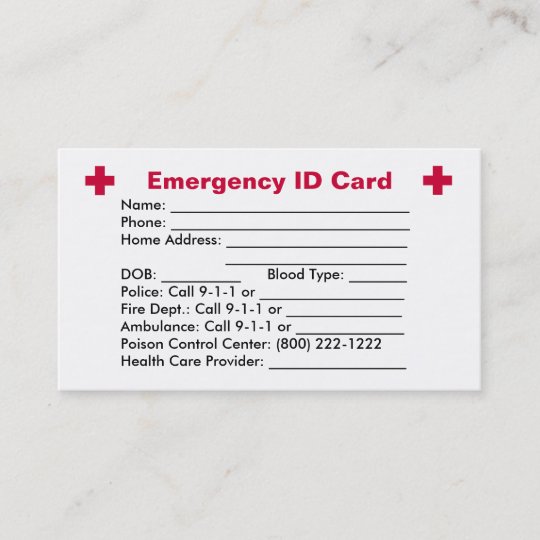 Emergency ID Card | Zazzle.com